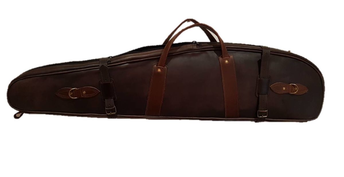 Funda doble para rifles con visor fabricada en piel,