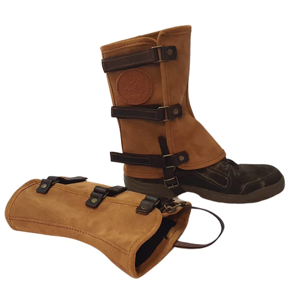 Polaina piel artesanal, con cuatro hebillas o velcro